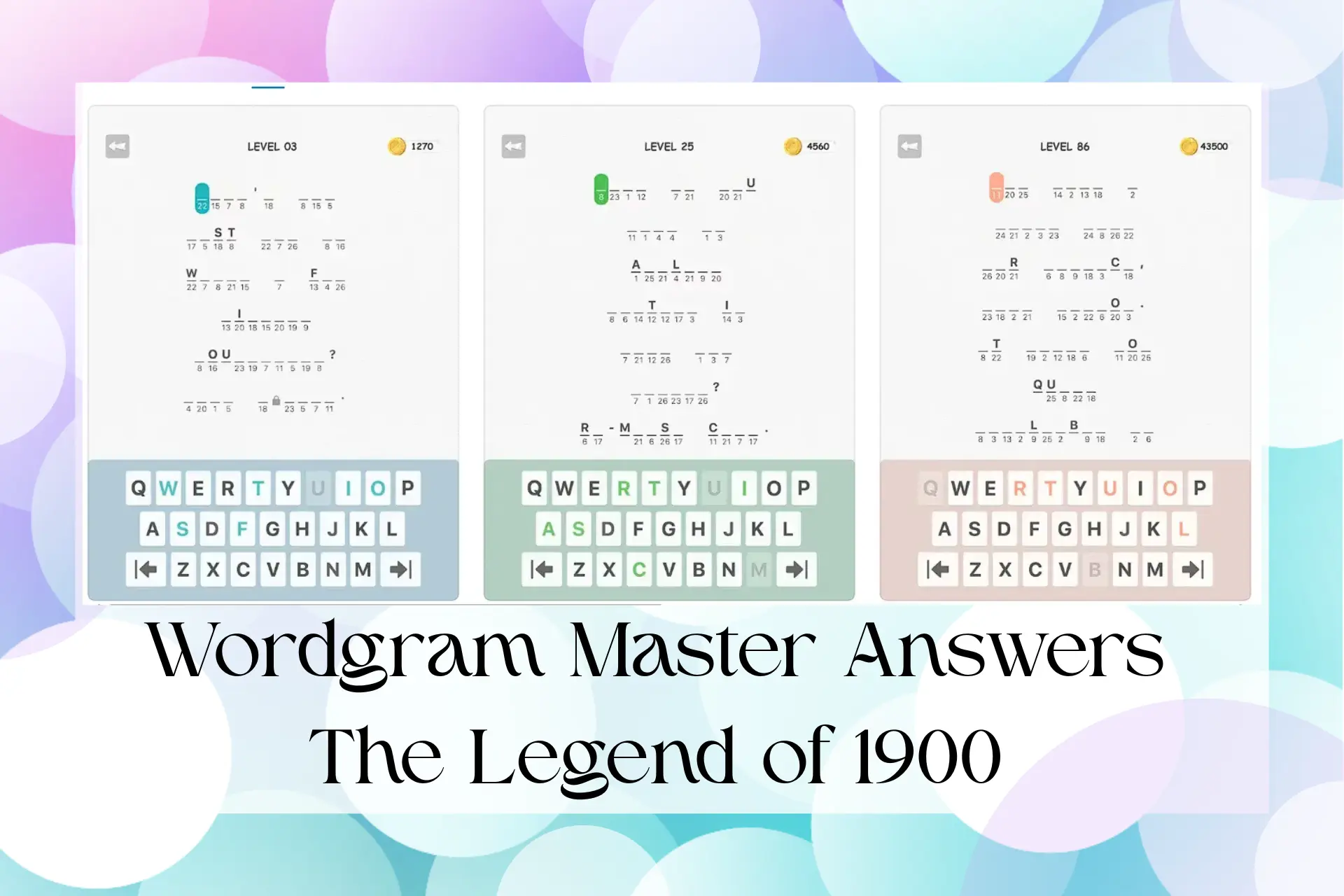 Wordgram Master: The Legend of 1900 Answers