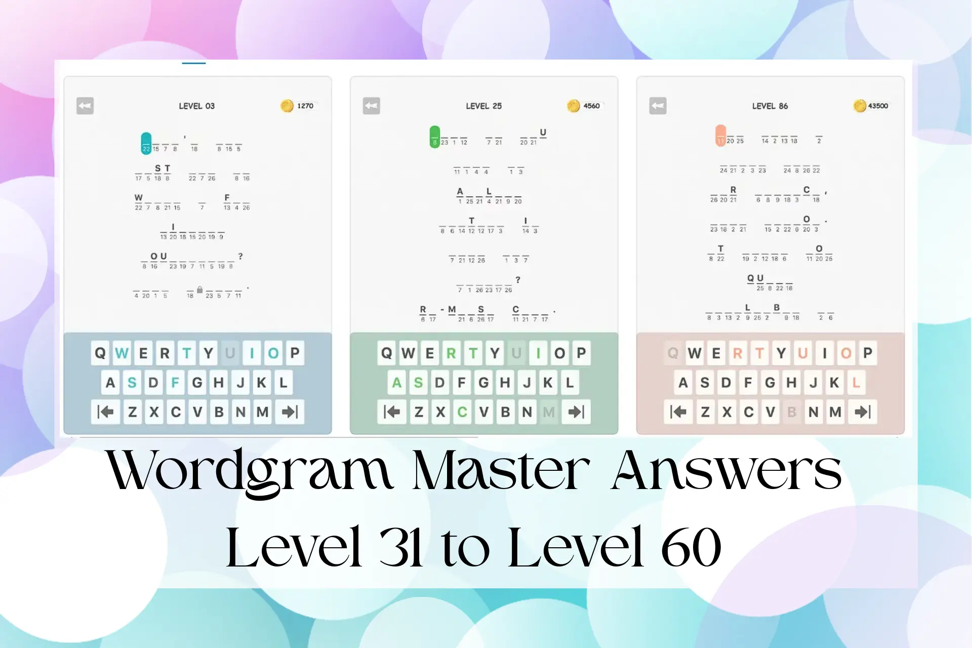 Wordgram Master Answers for Level 31 to Level 60